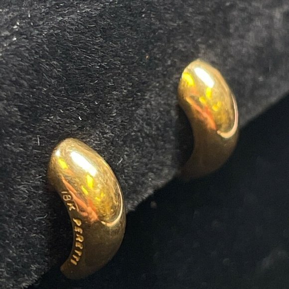 Tiffany & Co. | Jewelry | 98s Tiffany Co Elsa Peretti 18k Gold Huggie Bean Stud Earrings Rare ...